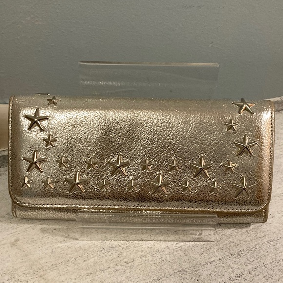 Jimmy Choo | Bags | Jimmy Choo Star Studded Patent Leather Long Wallet ...